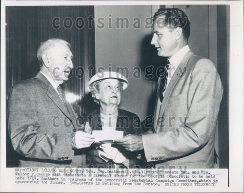 1956 US Senator George Smathers FL w Senator & Mrs Walter George GA ...