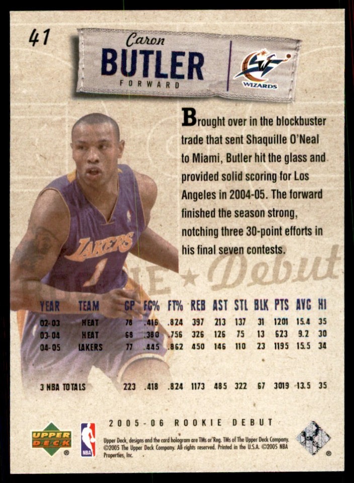 2005-06 Upper Deck Caron Butler Basketball Cards #41 | eBay