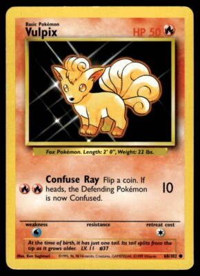 1999 Base Set Vulpix 4 LP-NM Basic/Common #68/102 | eBay