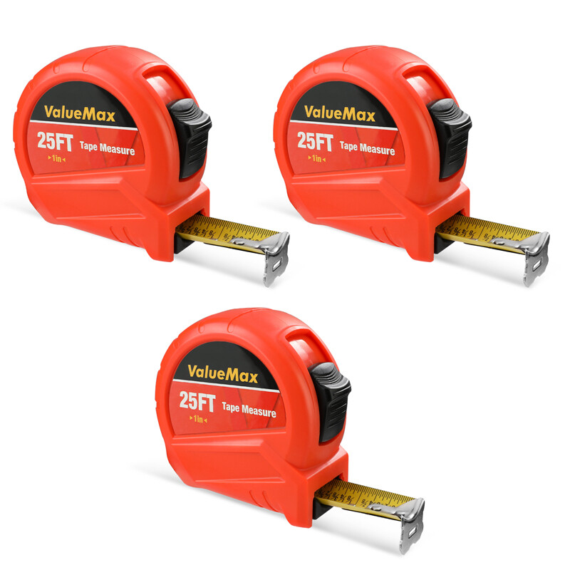 ValueMax Tape Measure 25FT 3PC Retractable Easy Read Measuring Tape ...