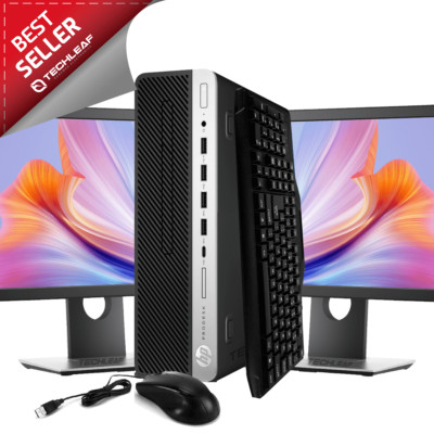 HP Desktop Computer PC i7, 32GB RAM, 1TB SSD, Dual 24" LCDs, Windows 11 ...