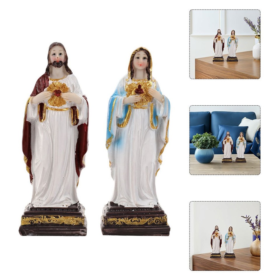 2 Pcs Resin Religious Figurines Catholic Statues For Home Decor | eBay UK