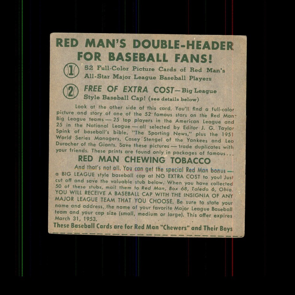 1952 Red Man Tobacco Baseball Cards - No Tabs - Complete Your Set - You ...