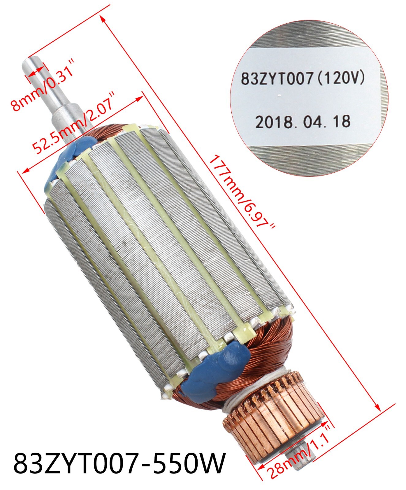 550W&400W DC Brushed Motor Rotor 83ZYT 110V Micro Lathe CJ0618 Motor ...