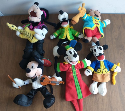 6 Mickey Mouse Plush 9' Musical Band Guitar Violin Conductor Pig Used ...