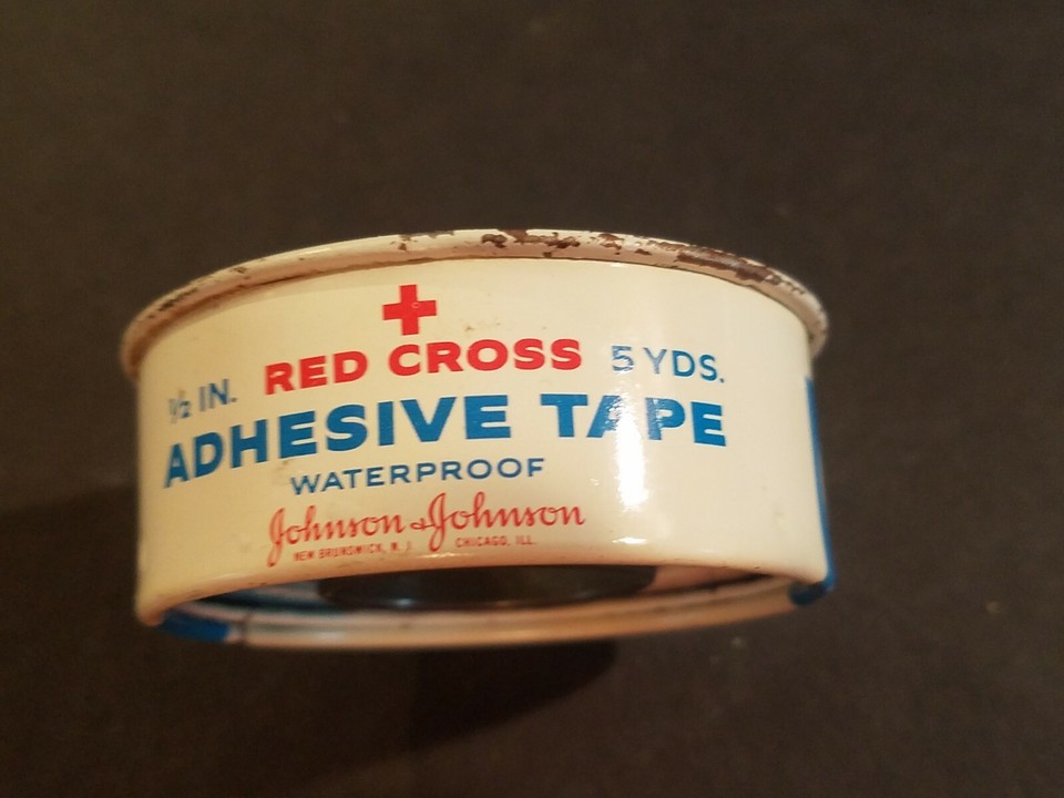 Vintage Johnson & Johnson 1/2" X 5 Yd Red Cross First Aid Tape Metal ...