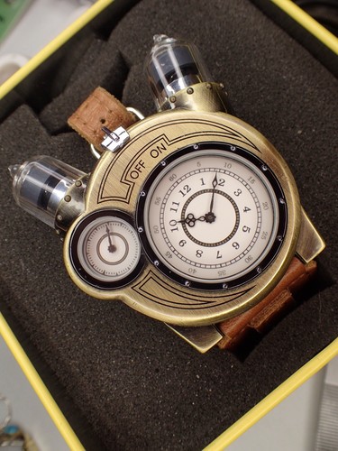 Thinkgeek TESLA WATCH Steampunk Leather band w/2 keys in Box#33 | eBay