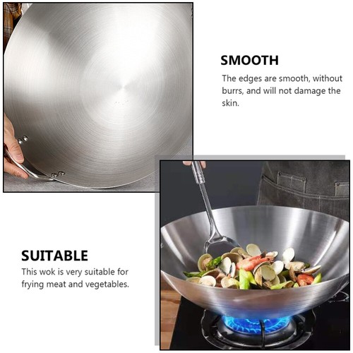 Chinese Stir Fry Pan Stainless Steel Deep Frying Pan Heating Pot For ...