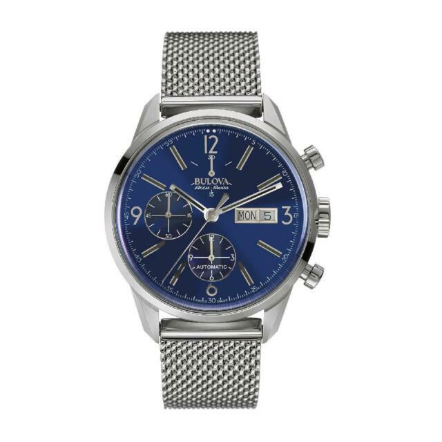 Bulova Men's Steel Bracelet & Case Automatic Blue Dial Watch 63C117 for ...