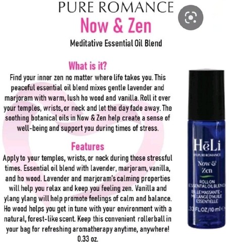Heli by Pure Romance Now and Zen Roll On Essential Oil Blend | eBay