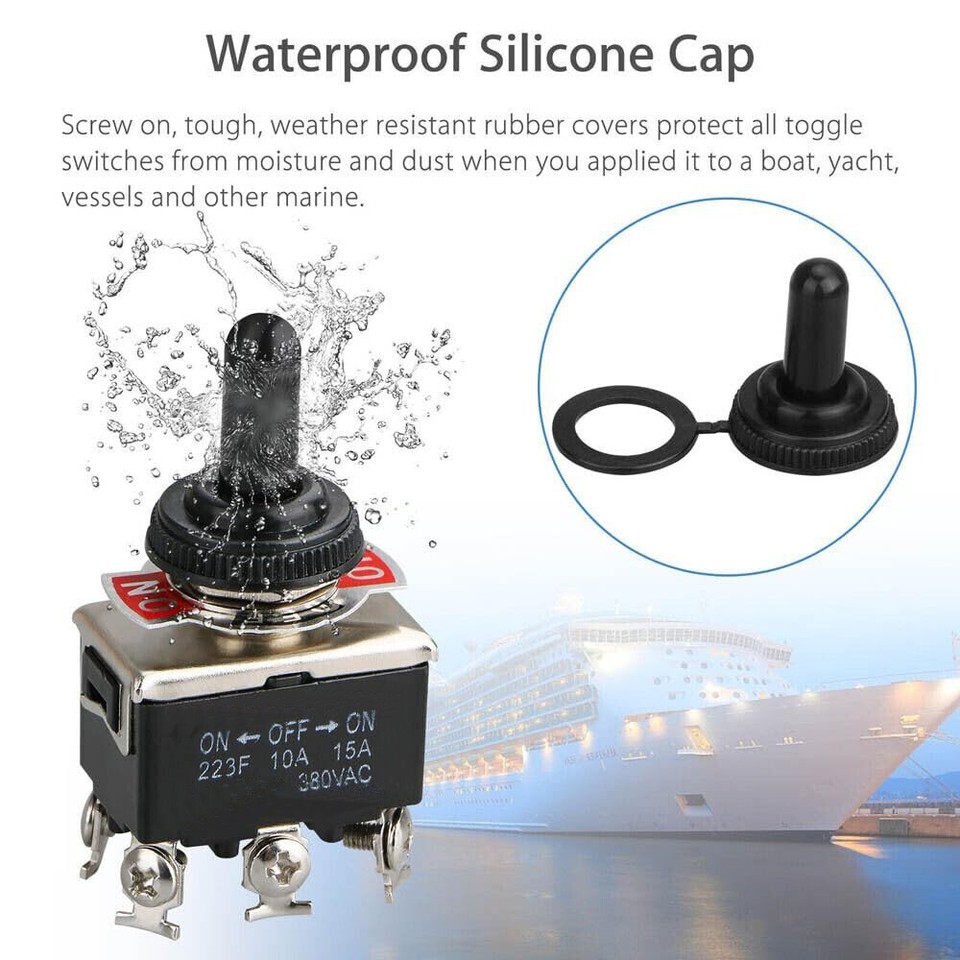 2-pack Waterproof 6pin DPDT Momentary Toggle Switch Boot Cap ON/OFF/ON ...