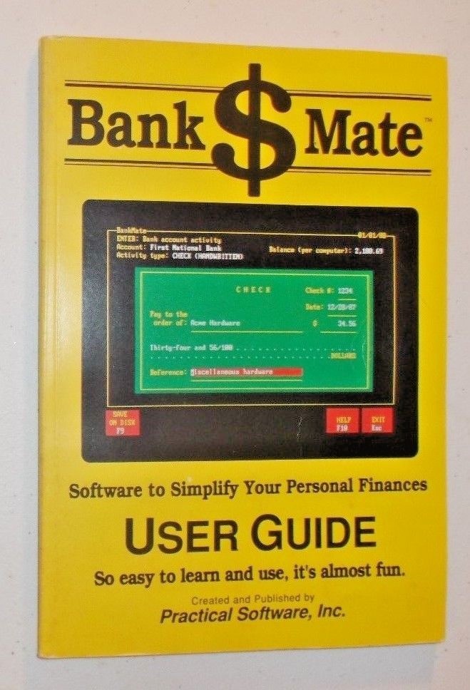 1988 Bank Mate User Guide ver 3 Personal finance software for IBM PS-2 ...