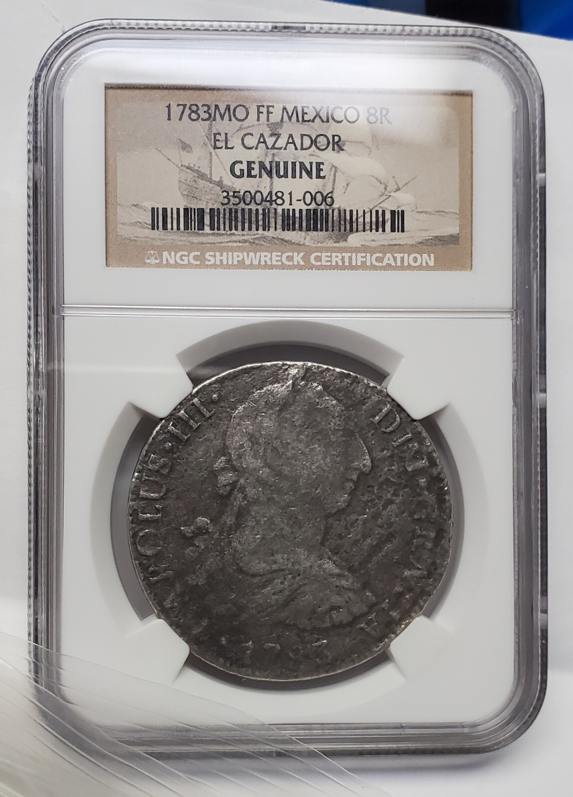 1783 Mo FF 8 Reales El Cazador Shipwreck Silver Coin NGC Certified ...