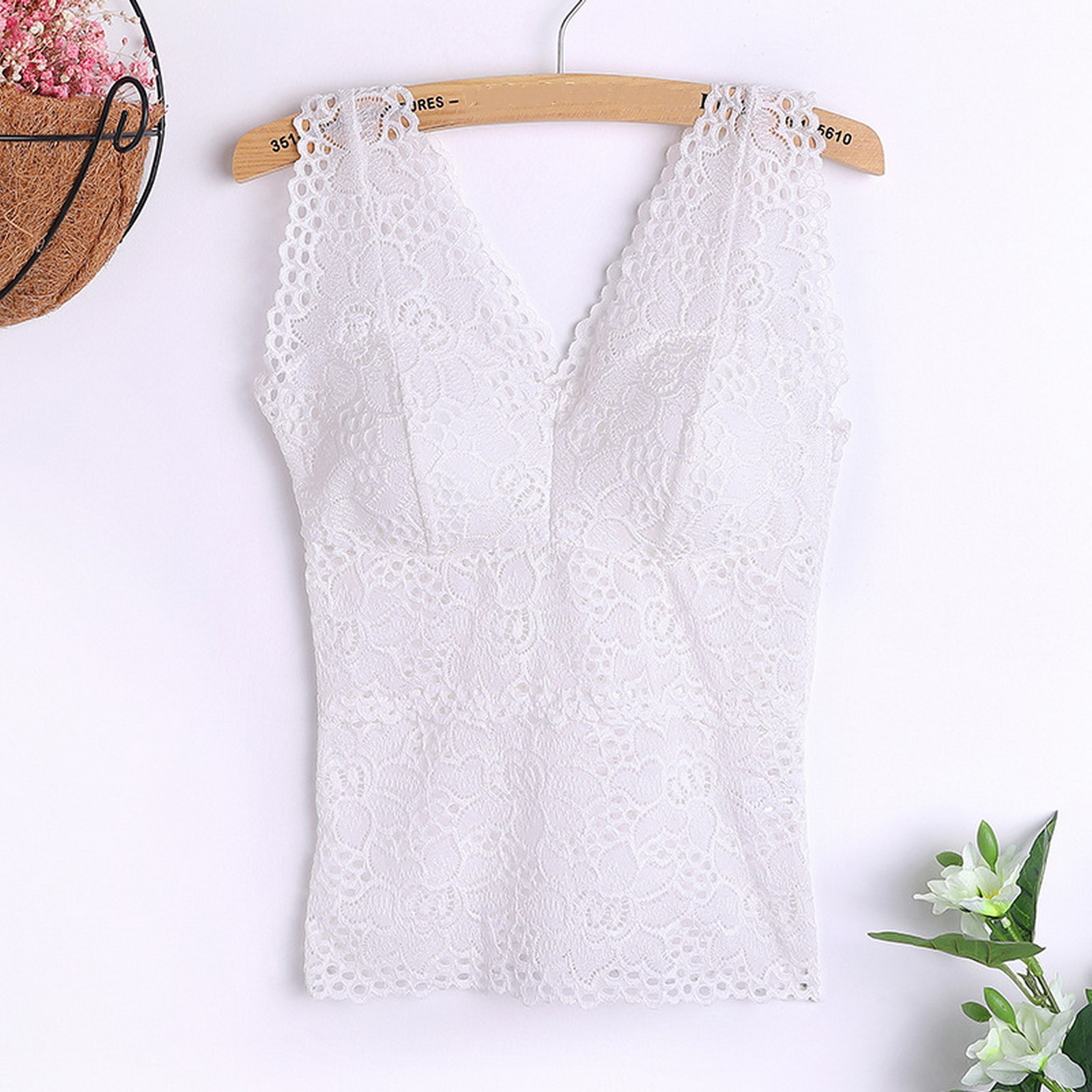 Women Bralette Skeleton Push Up Cut Out Lace Brassiere Camisole Top ...