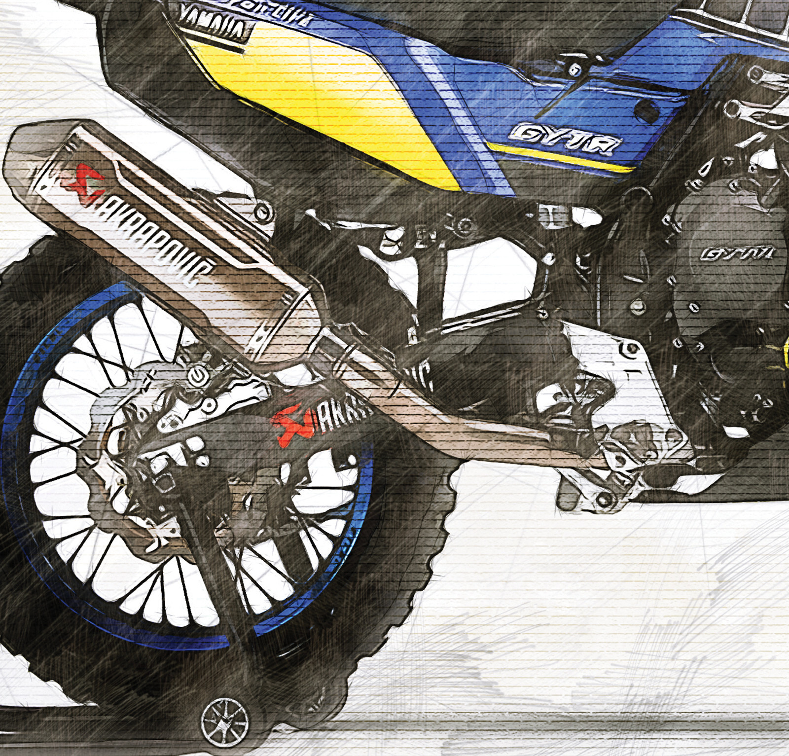 Yamaha Rally Raid Tenere 700 [Right Side] , art sketch poster [no frame ...