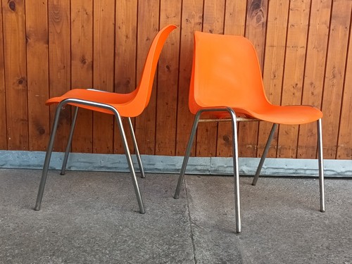 Stacking Chair Designer Vintage Chair Chrome 70s Space Age Orange 70s 1 ...