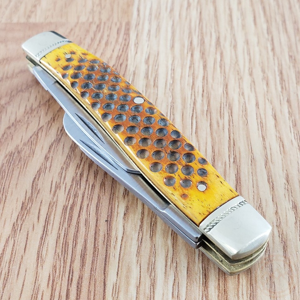 Roper Knives Viper Stockman Pocket Knife 1065 Carbon Steel Blades Bone ...