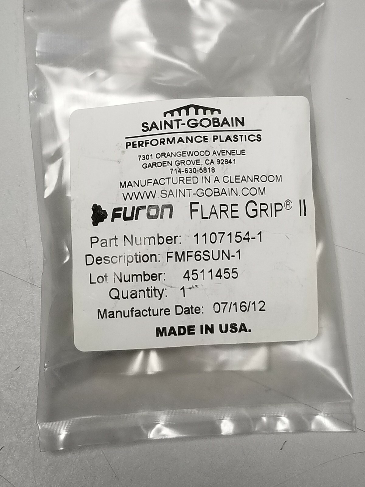 New Saint-Gobain Furon Flare Grip II 3/8" Straight PVDF Union Fitting ...