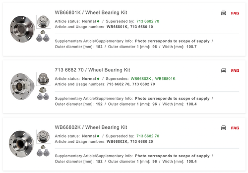 Wheel Bearing Kit-RWD FAG USA WB66801K for sale online | eBay