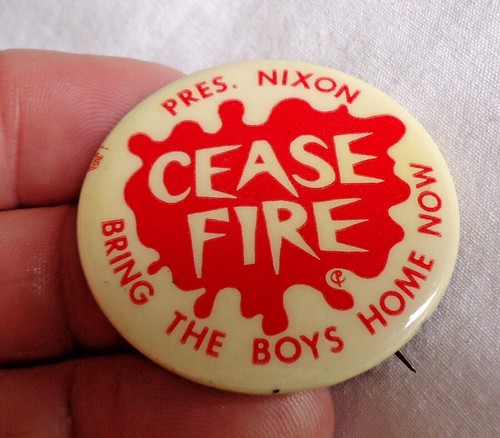 Vintage Original Anti War Vietnam Protest CAUSE Button CEASE FIRE Pres ...