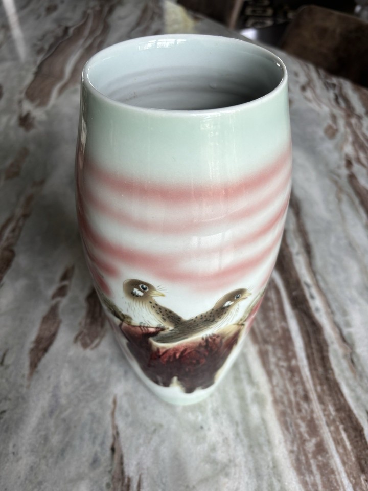 Early 1900s Japanese Studio Porcelain Vase - Finely Hand Painted Bird ...