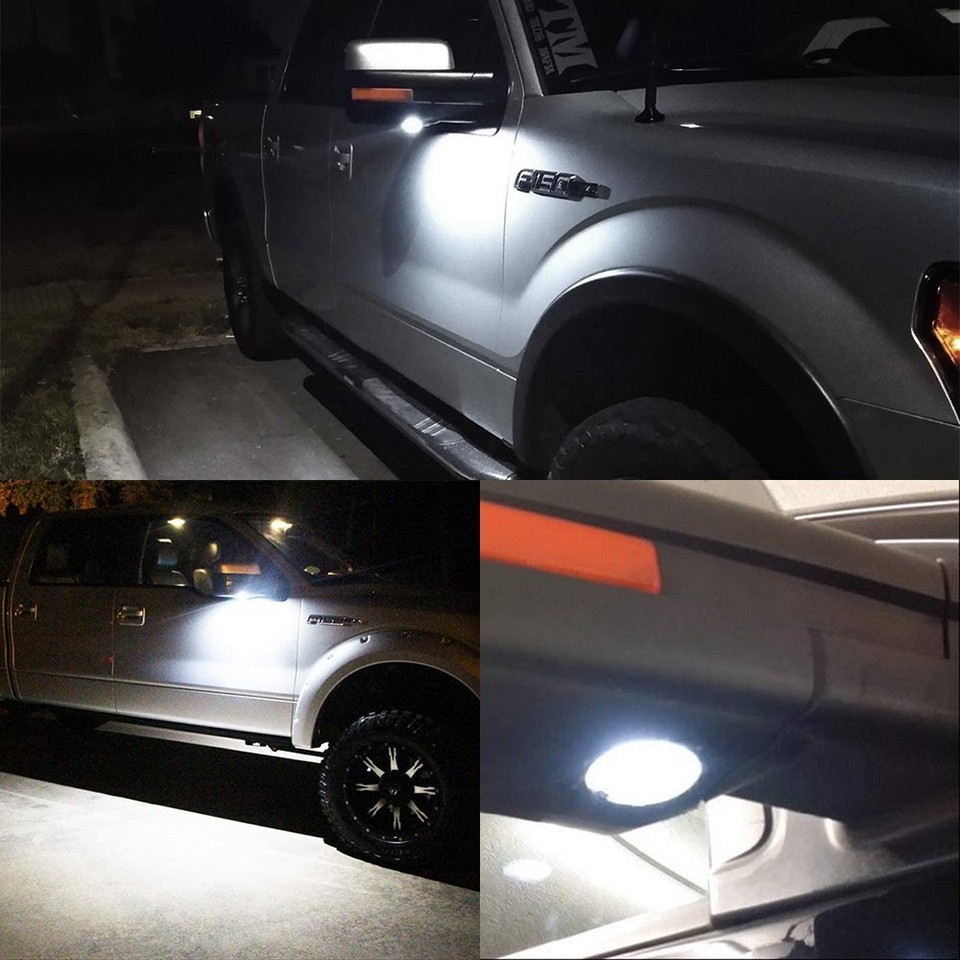 2PCS LED Side Mirror Puddle Lights Lamps 6000K White For 2013-2018 Ford ...