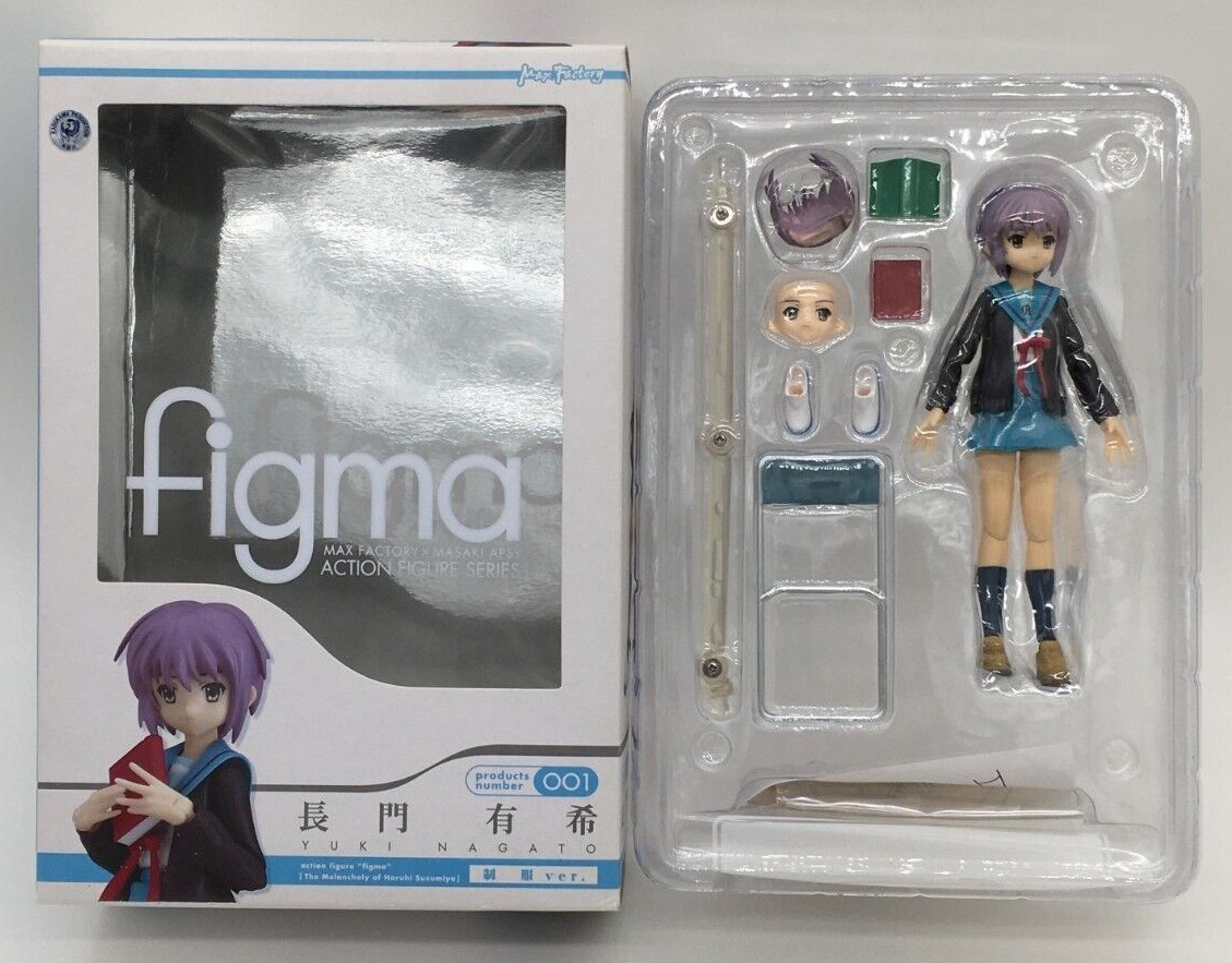 Yuki Nagato figma 001 The Melancholy of Haruhi Suzumiya Figure Open Box ...