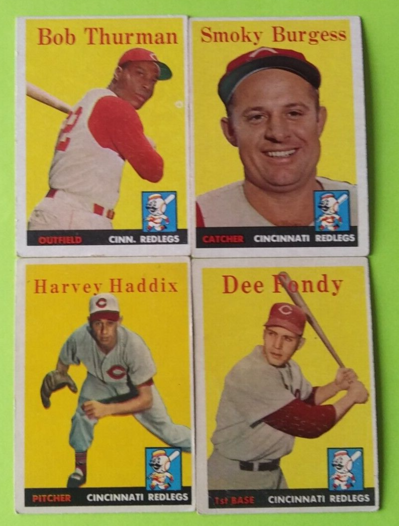 8-Card Lot of 1958 Topps Cincinnati Redlegs Baseball-Smoky Burgess ...