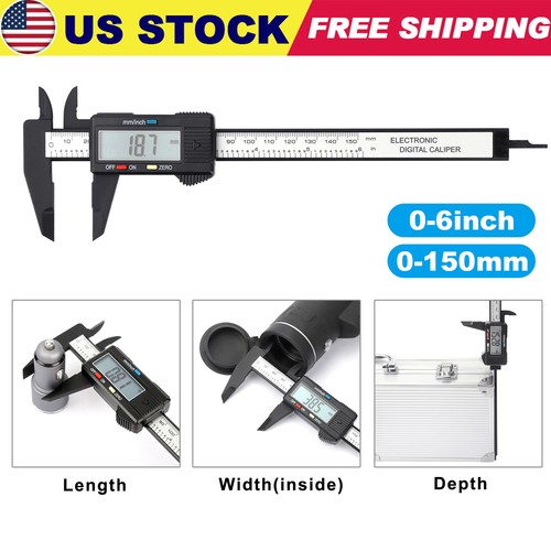 6" Digital Caliper Vernier Micrometer Electronic Ruler Gauge Dial ...