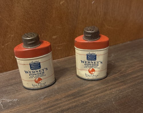 Vintage Wernet's Powder Tooth Tins Sample Size False Teeth Containers ...