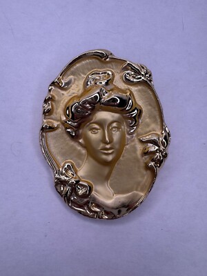 Medallion Ladies Face Victorian Style Vintage Gold Brooch Pin | eBay