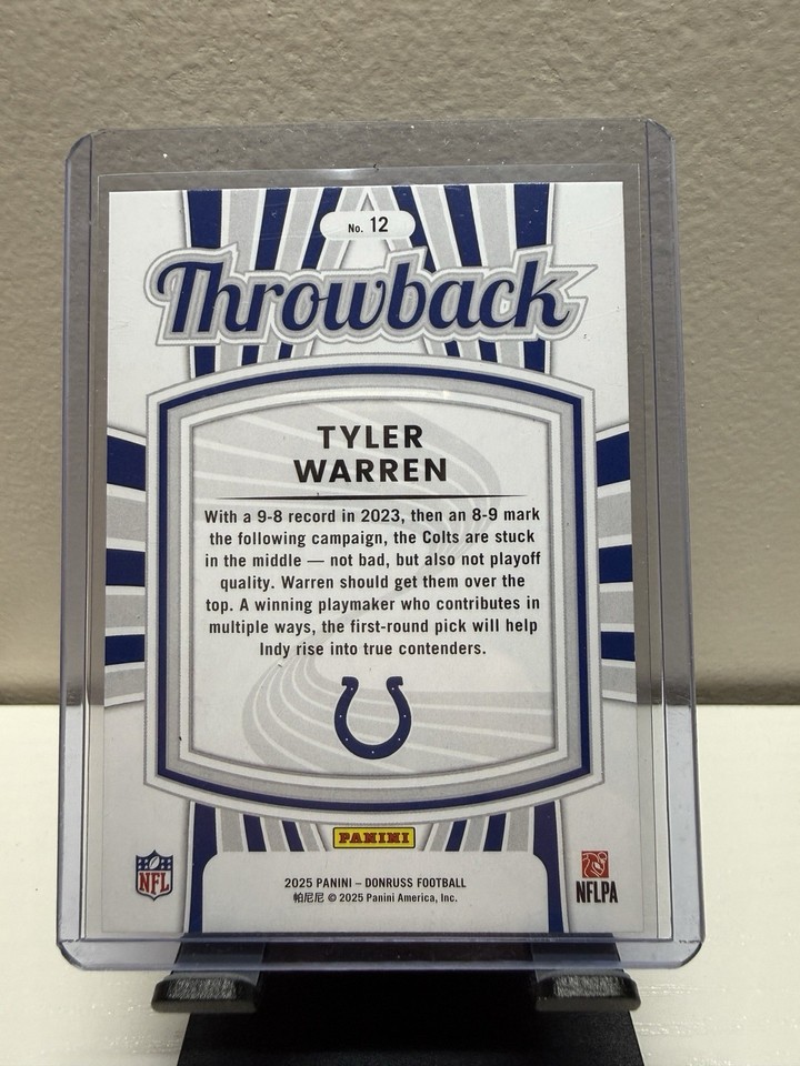 2025 Panini Donruss - Rated Rookies Throwbacks Tyler Warren #12 (RC) | eBay
