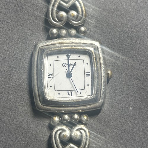 Brighton Watch Santa Rosa Silver Plate New Battery Heart Bracelet ...