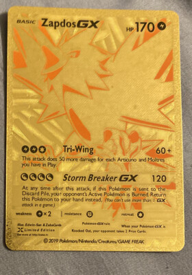 RARE! GOLD ZAPDOS GX - Pokemon Card - Mint Condition limited edition ...