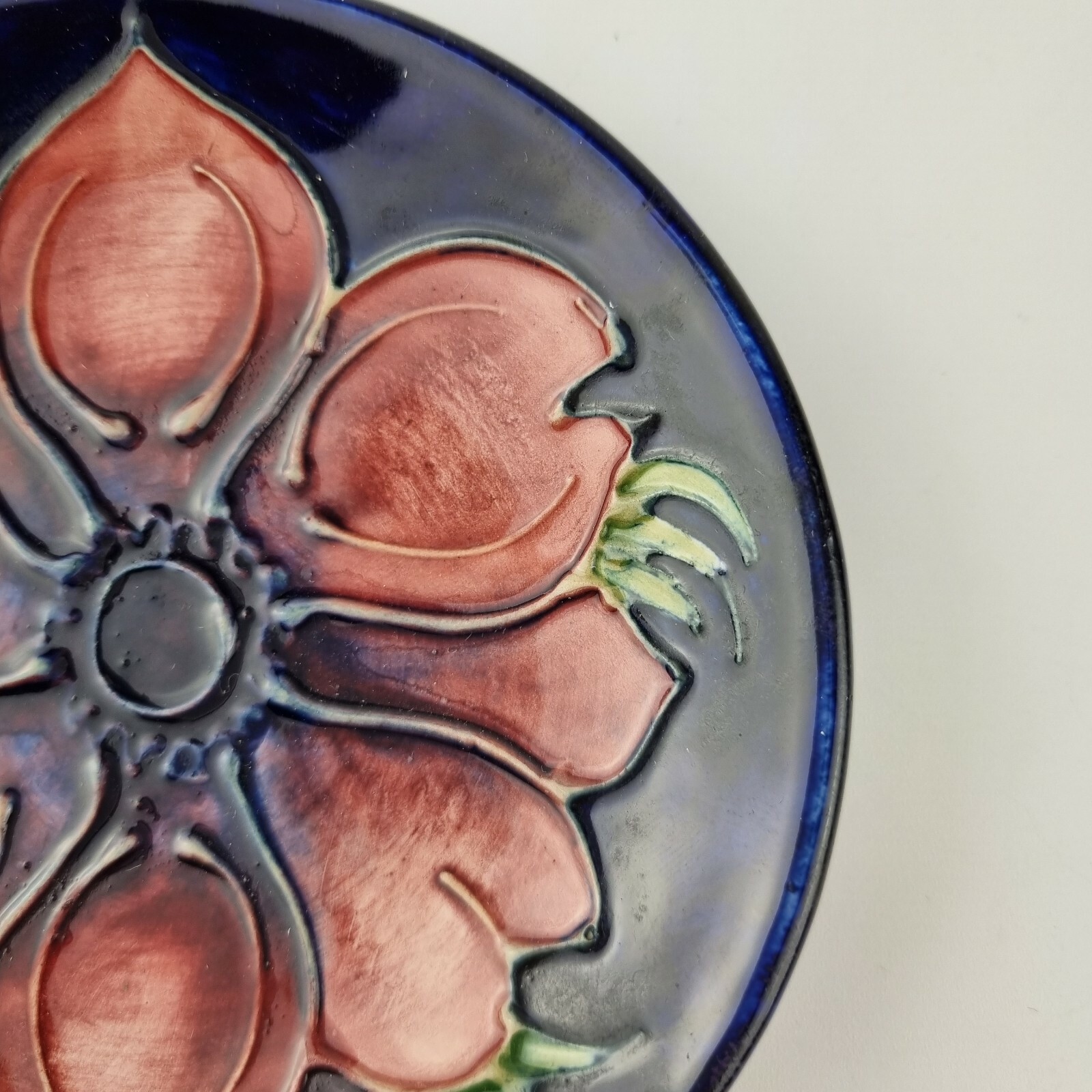 Vintage Moorcroft Pottery Pin Dish Coaster Decorated Anemone Flowers 11 ...