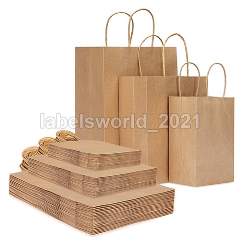Brown Paper Shopping Kraft Retail Gift Merchandise Bags With Handles ...