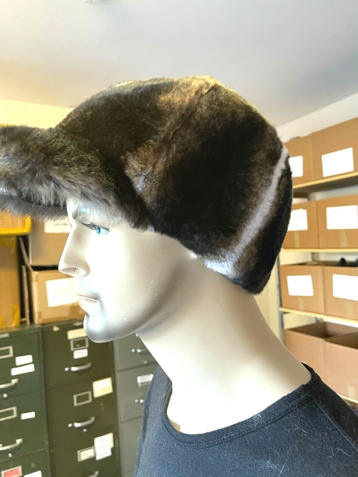 NEW Mens Genuine Rex Rabbit 100% Genuine Fur Winter Baseball Cap Brown ...
