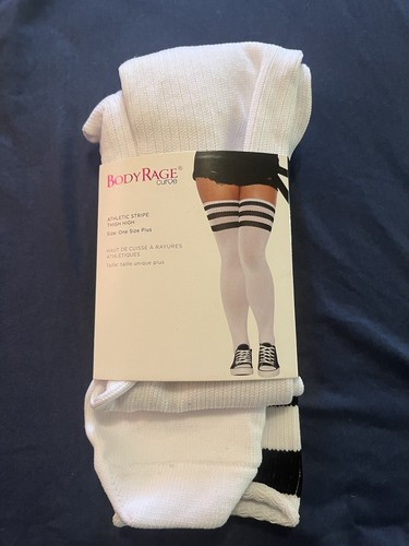 New Body Rage Womens Black Stripe Over The Knee Knit Stockings Socks ...