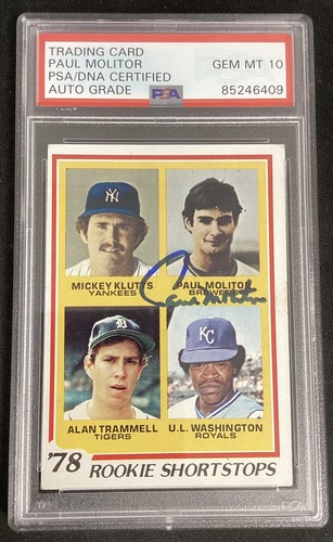 Paul Molitor Signed 1978 Topps #707 Baseball Card Milwaukee Brewers HOF ...