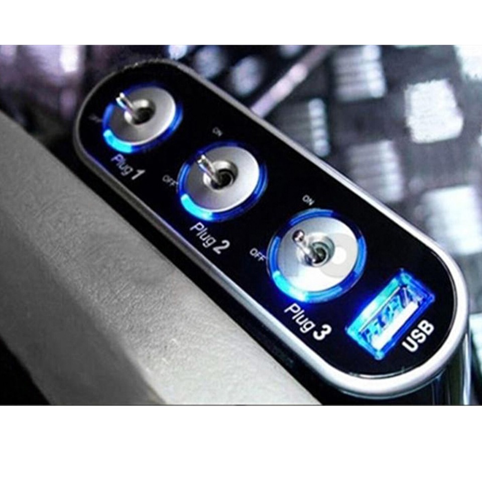 Multiple Cigarette Lighter Adapter Outlet 3 Socket Splitter Multi USB ...