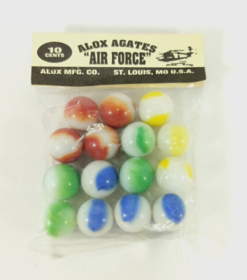 VTG Alox Agates "Air Force" Glass Marbles Unopened Unused in the ...