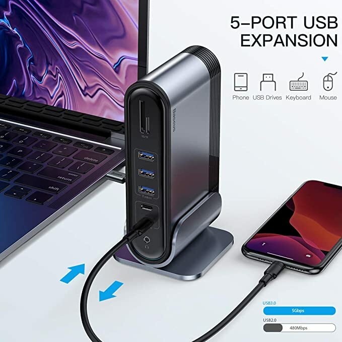 Baseus Surface Go Docking Station, 16 in 1 USB C HDMI Adapter for ...