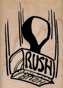 Rush Stamp 1 1/2 x 2" Mounted Rubber Stamp, Mixed Media Stamp | eBay