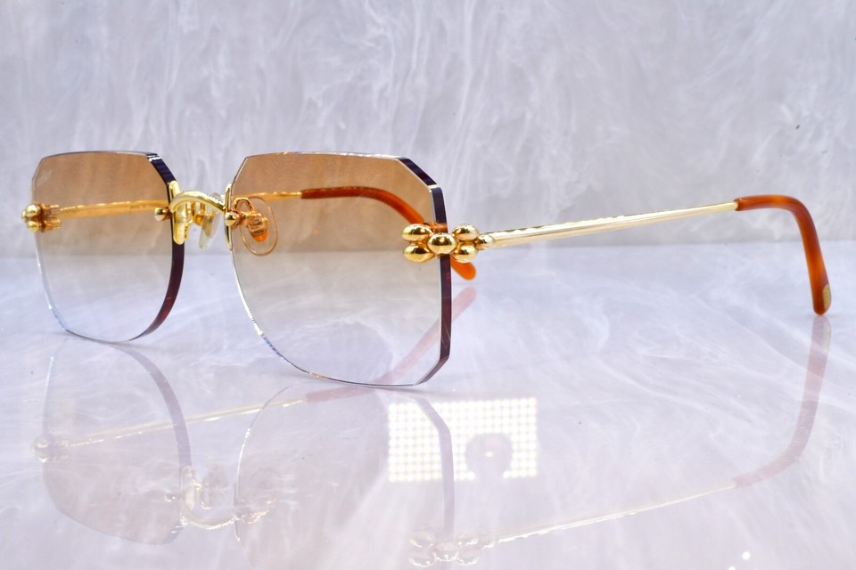 Cartier vintage y2k rimless 18k 750 solid gold sunglasses glasses Grain ...