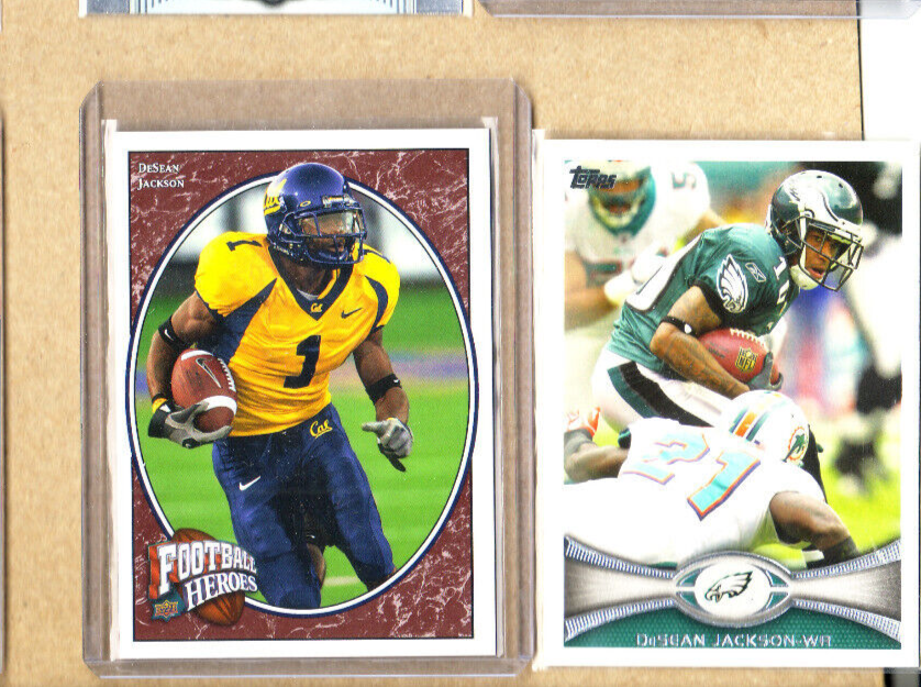 DeSean Jackson-2 Card Lot-2008 Upper Deck Rookie+2012 Topps-Eagles-WR ...