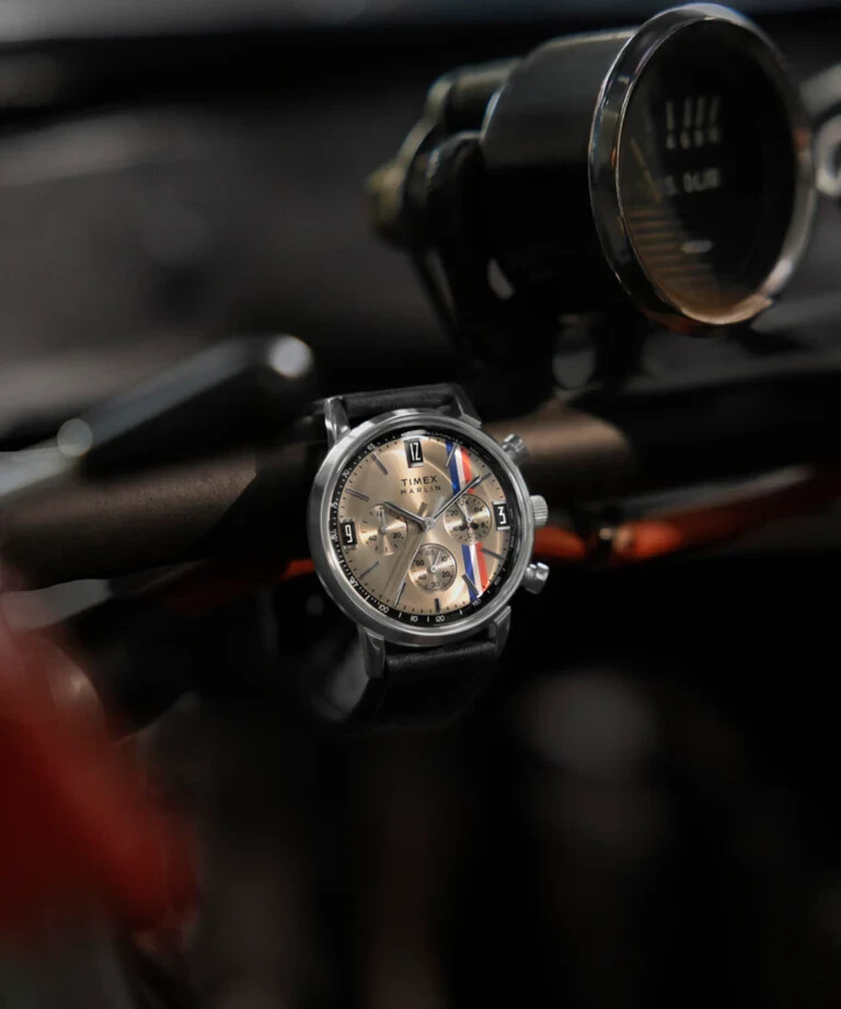 New Timex Marlin Chronograph Tachymeter Racing Leather Strap Watch ...