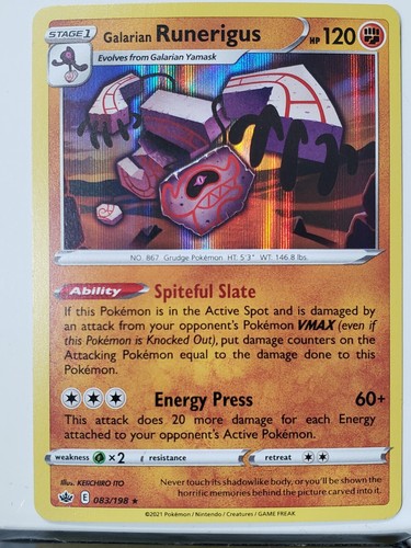 HOLO Galarian Runerigus 083/198 VLP - B2G1F -Chilling Reign Pokemon ...
