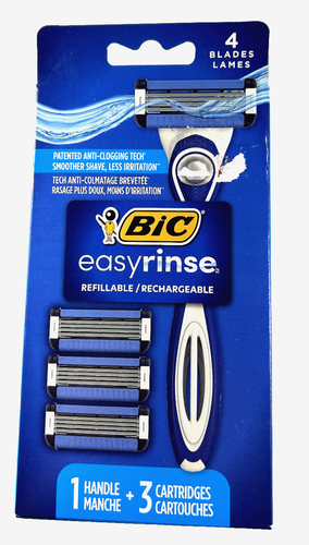 BIC Easy Rinse 4-Blade Refillable Men's Razor With 3 Cartridges | eBay