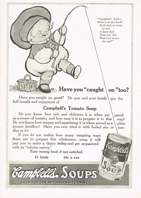 Antique Campbells Soup Kids Grace Drayton Fishing Art Print Ad b | eBay