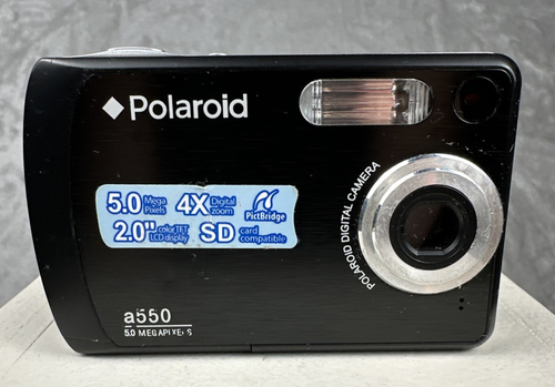 Polaroid a550 5.0 MP 4X Digital Zoom Camera Black Model #3572 Tested | eBay
